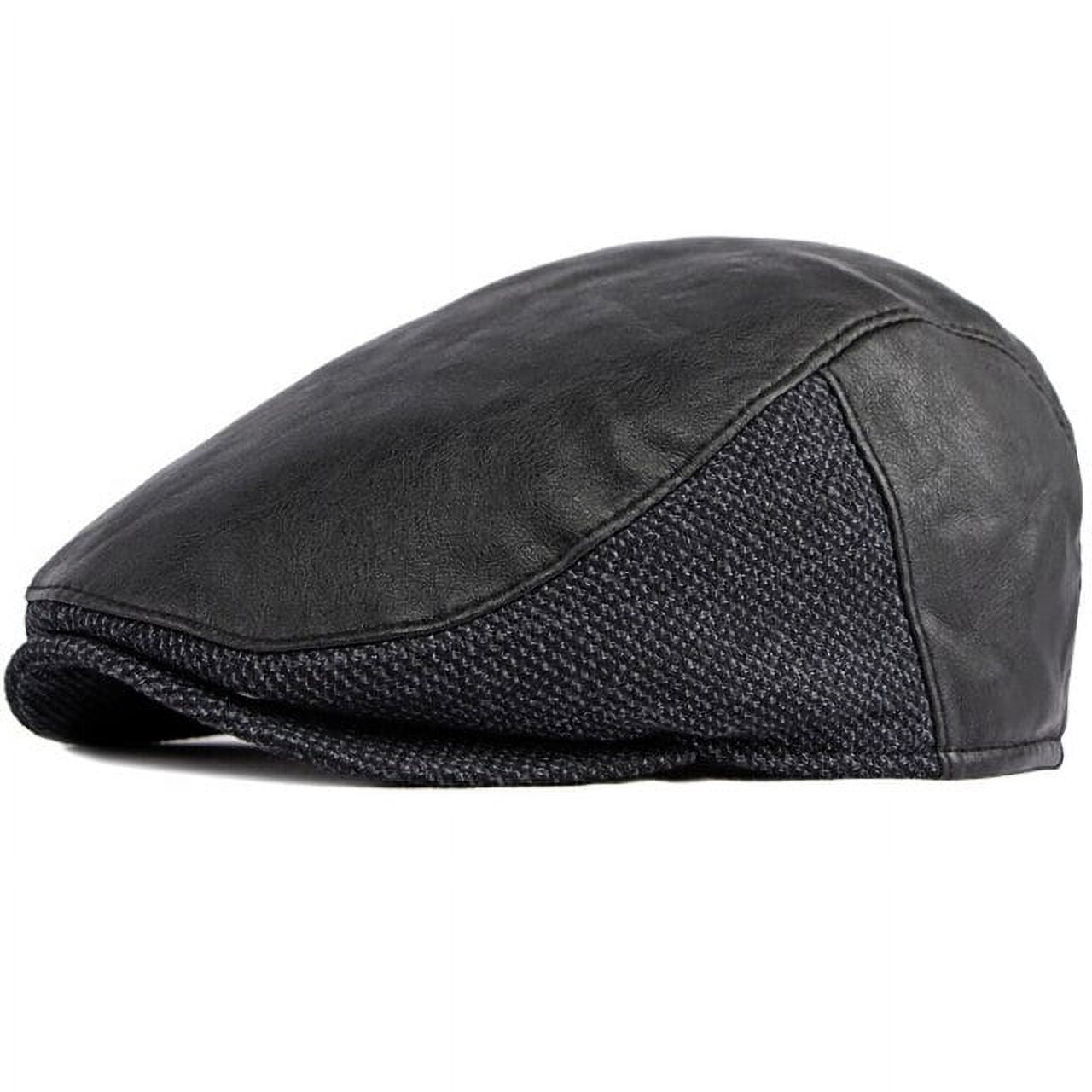 SikaFu Beret for Men Winter Cap Hat Men Thick Warm PU Leather Beret Cap ...