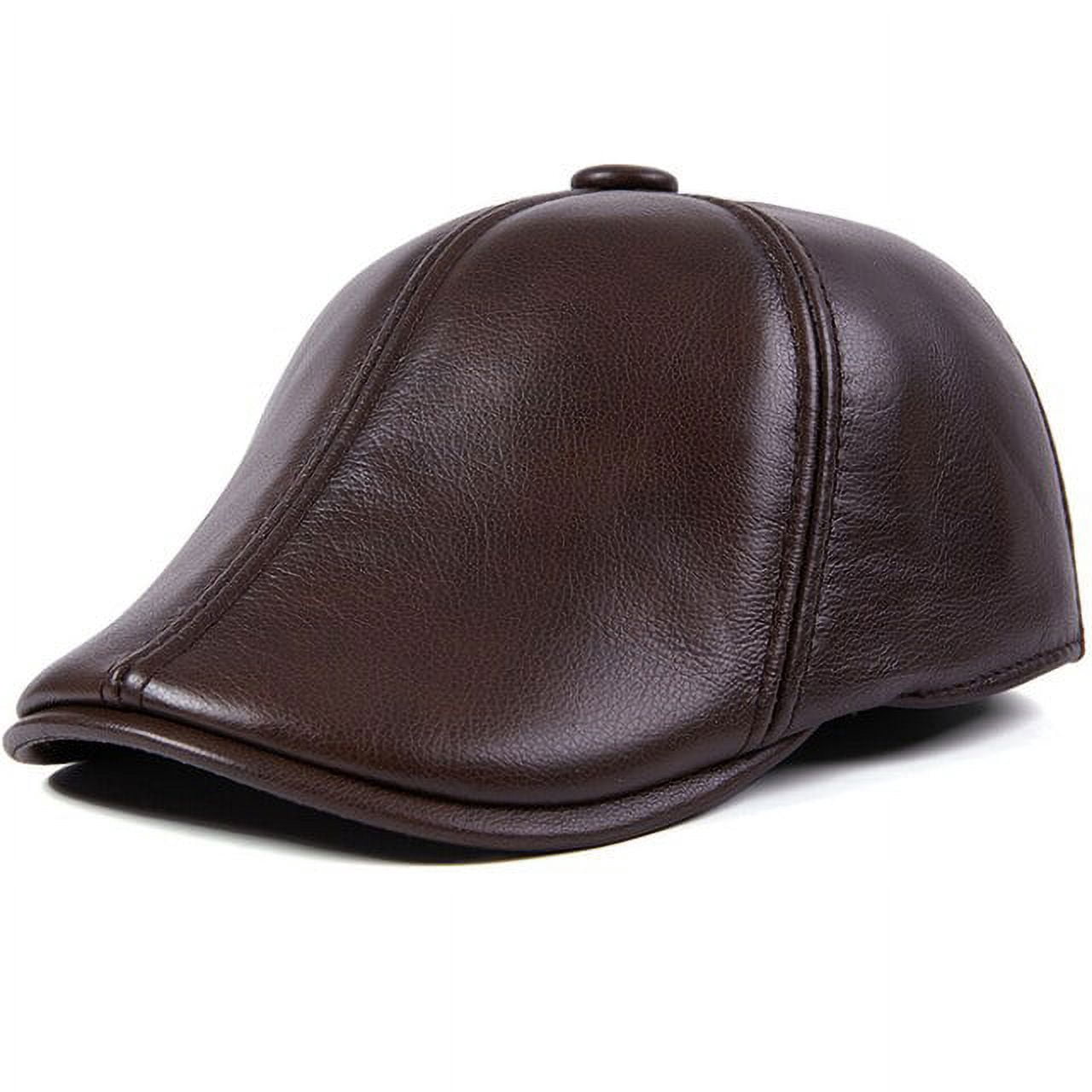 SikaFu Berets Genuine Leather Hat Men Earflap Ivy Newsboy Flat Cap Male ...