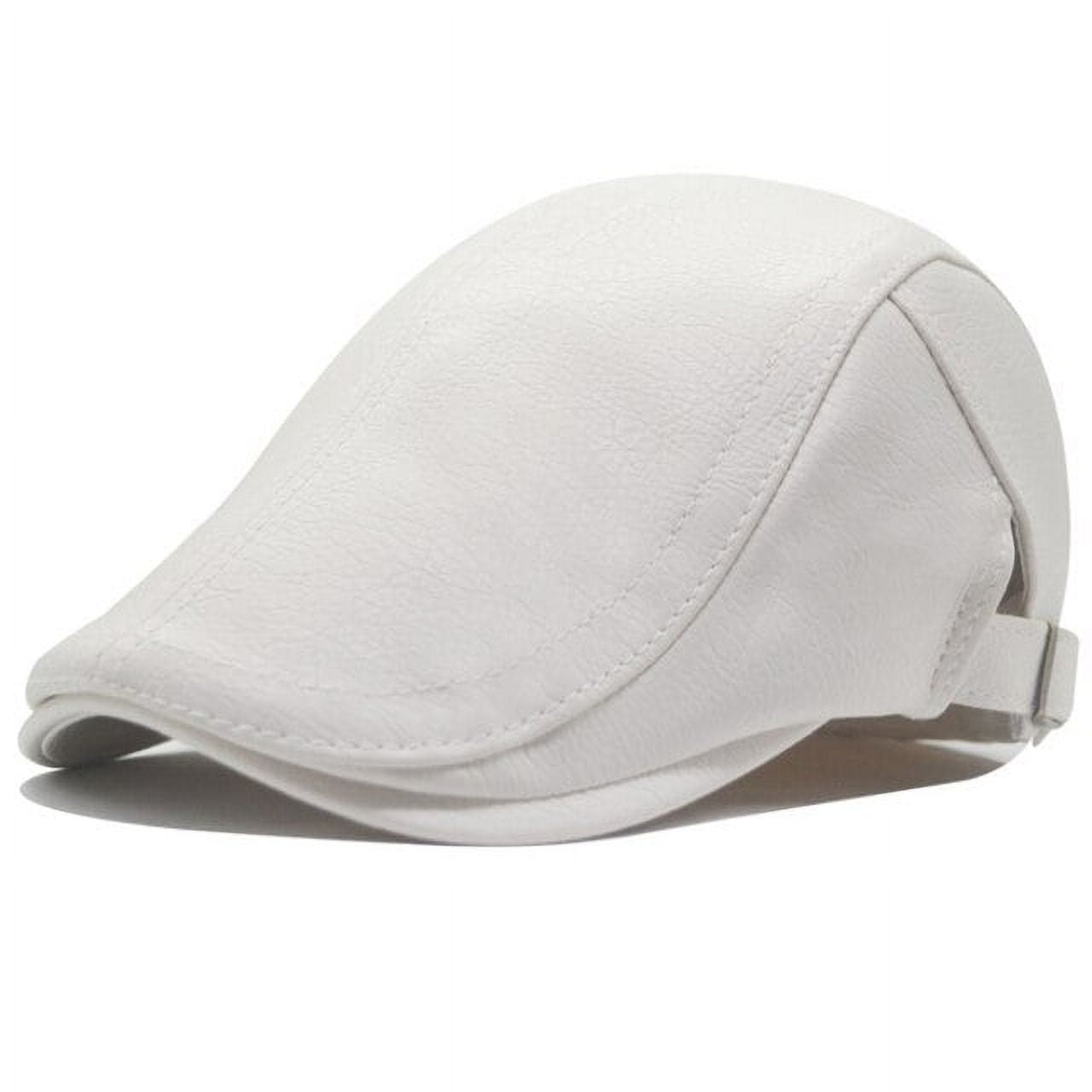 SikaFu Berets Men Faux Wool Leather Cap Autumn Winter Hat Adjustable ...