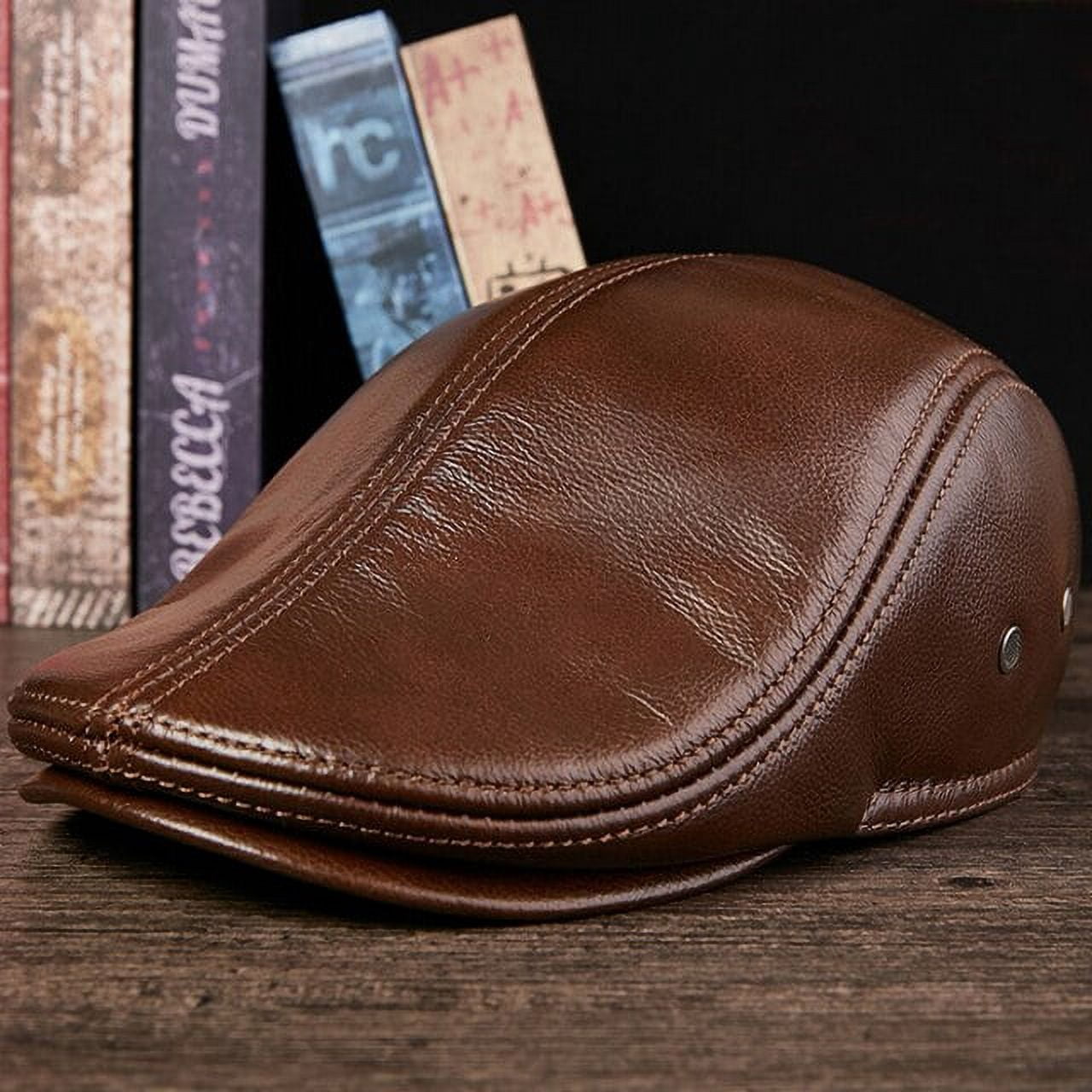 SikaFu Berets Men Winter Cap Hat Man Genuine Leather Beret Cap Warm ...