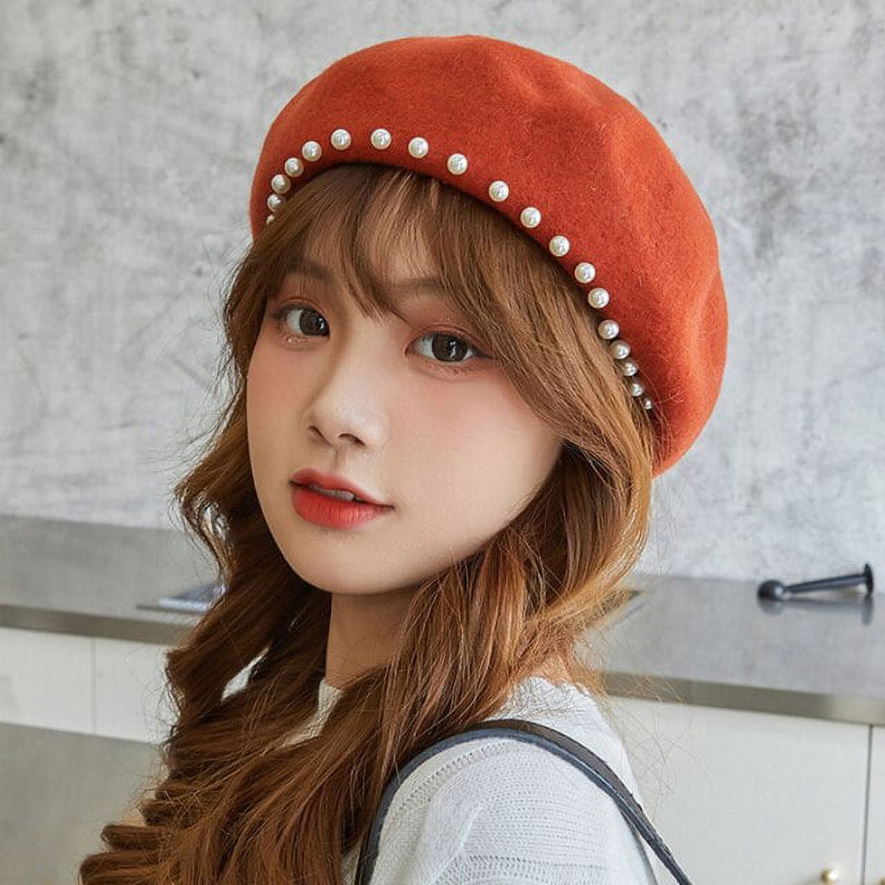 SikaFu Berets New Autumn Winter Wool Hat Women Cute Pearls French Beret ...
