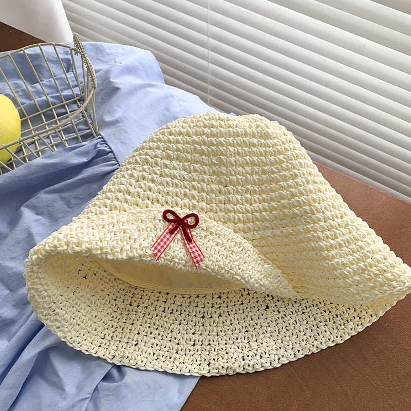 SikaFu Bow Shaped Straw Hat For Women In South Korea, Fashionable Large ...