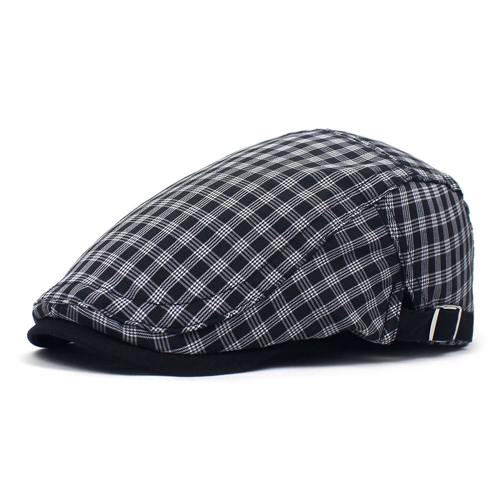 SikaFu British Style Retro Grid Hat Can Adjust The Forward Hat Men's ...