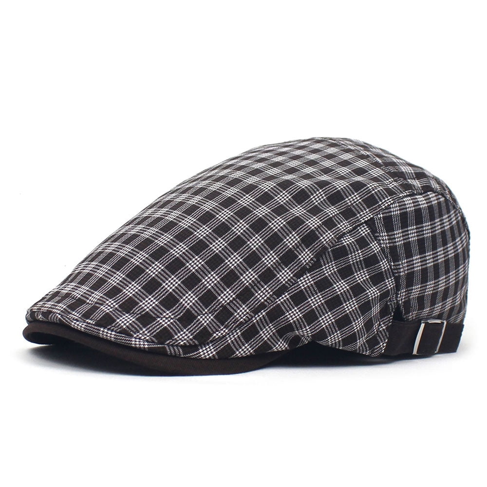SikaFu British Style Retro Grid Hat Can Adjust The Forward Hat Men's ...
