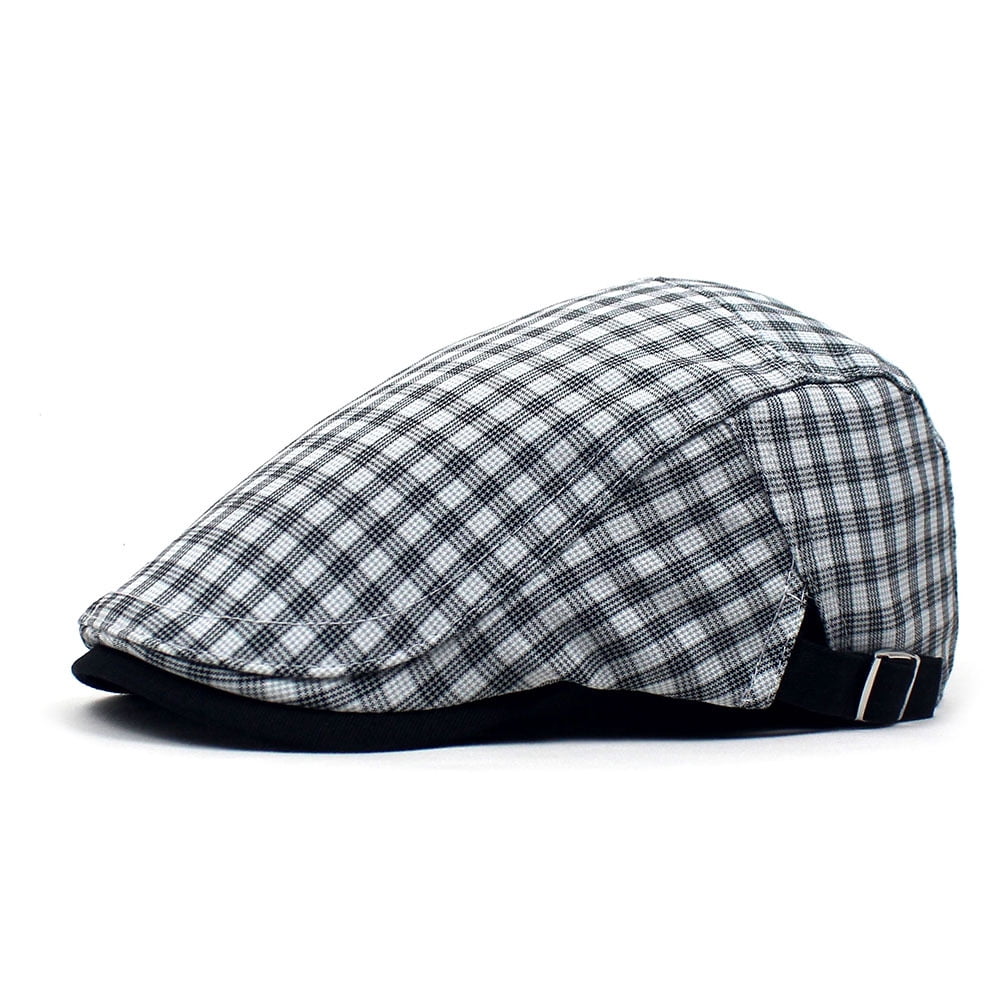 SikaFu British Style Retro Grid Hat Can Adjust The Forward Hat Men's ...