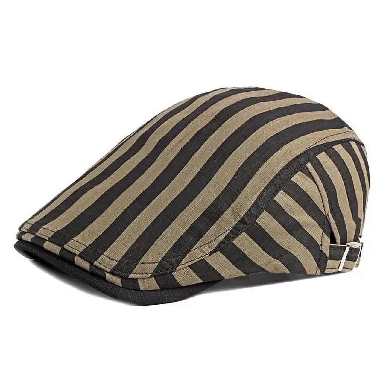 SikaFu Cotton Solid Color Striped Newsboy Caps Flat Peaked Cap Men and ...