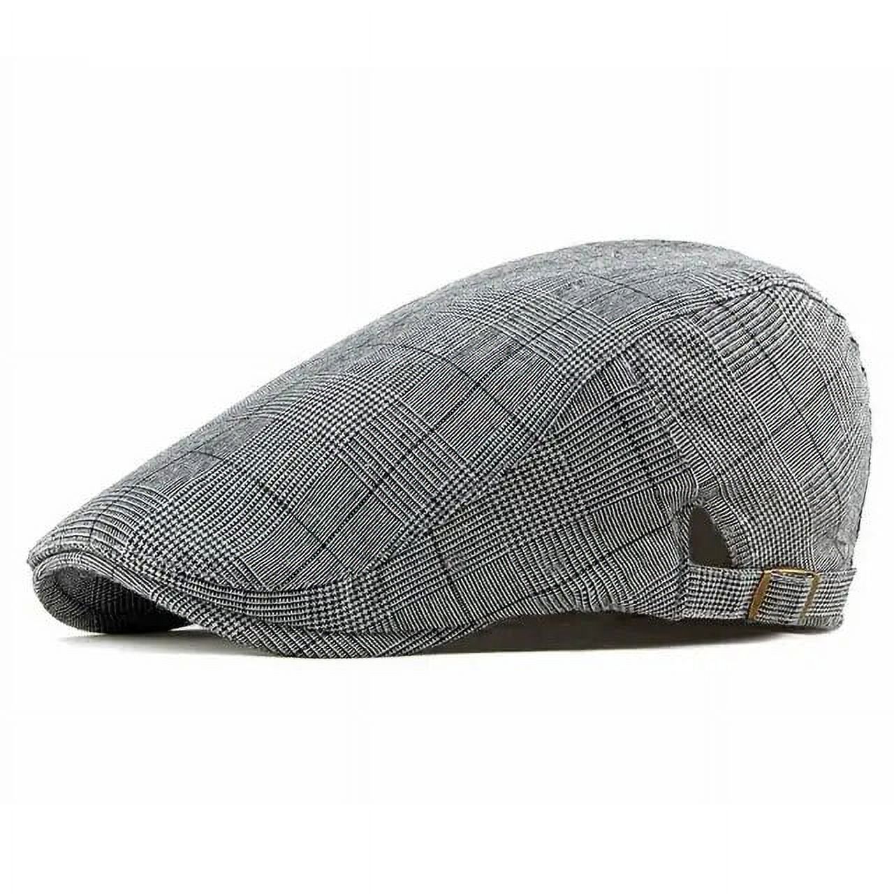 SikaFu Cotton Spring Summer Plaid Newsboy Caps Flat Peaked Cap Men and ...