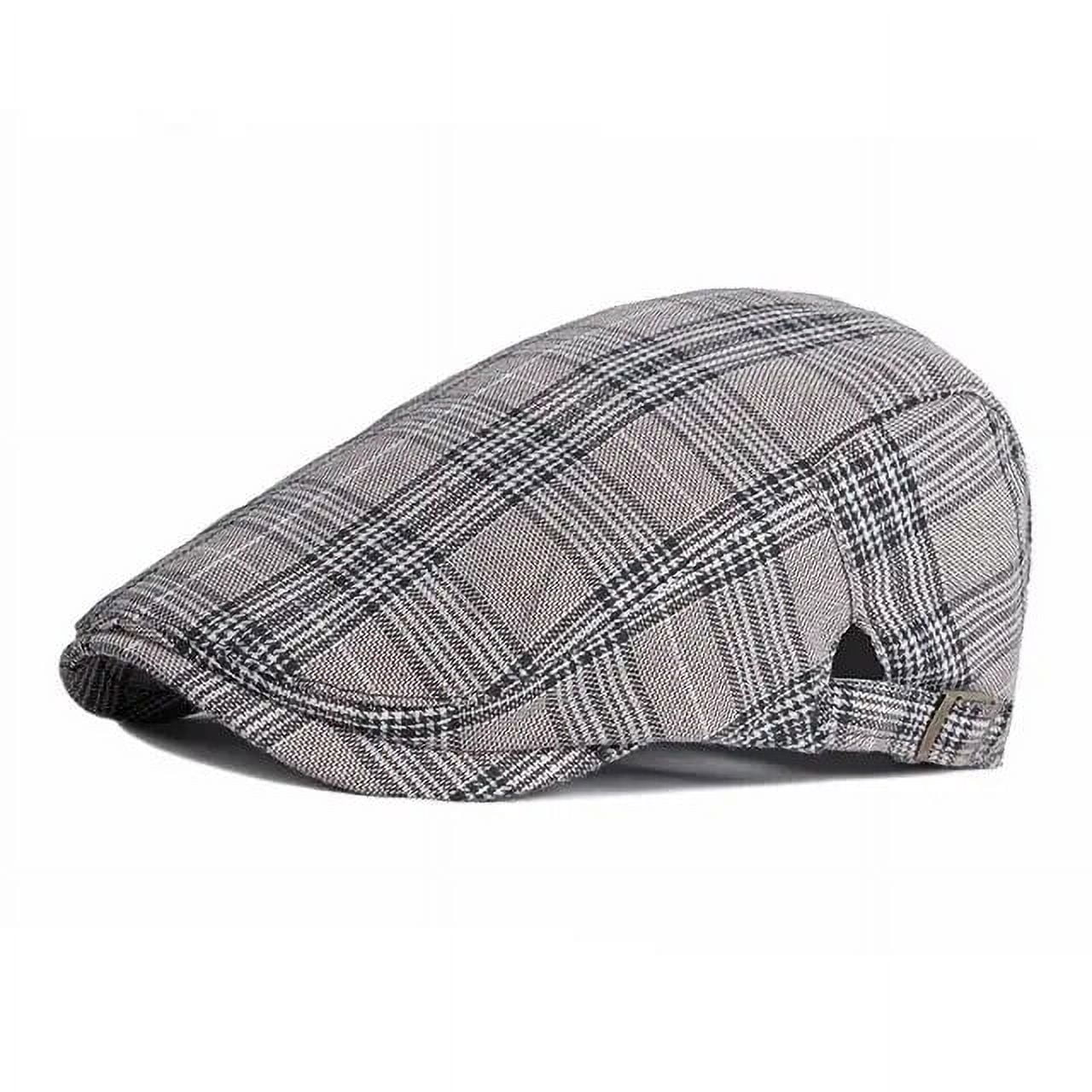 SikaFu Cotton Spring Summer Plaid Newsboy Caps Flat Peaked Cap Men and ...