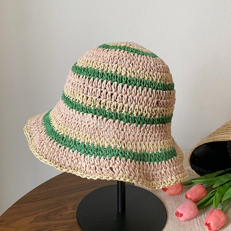 SikaFu Dopamine Striped Straw Hat Female New Big Head Enclosure Edited ...