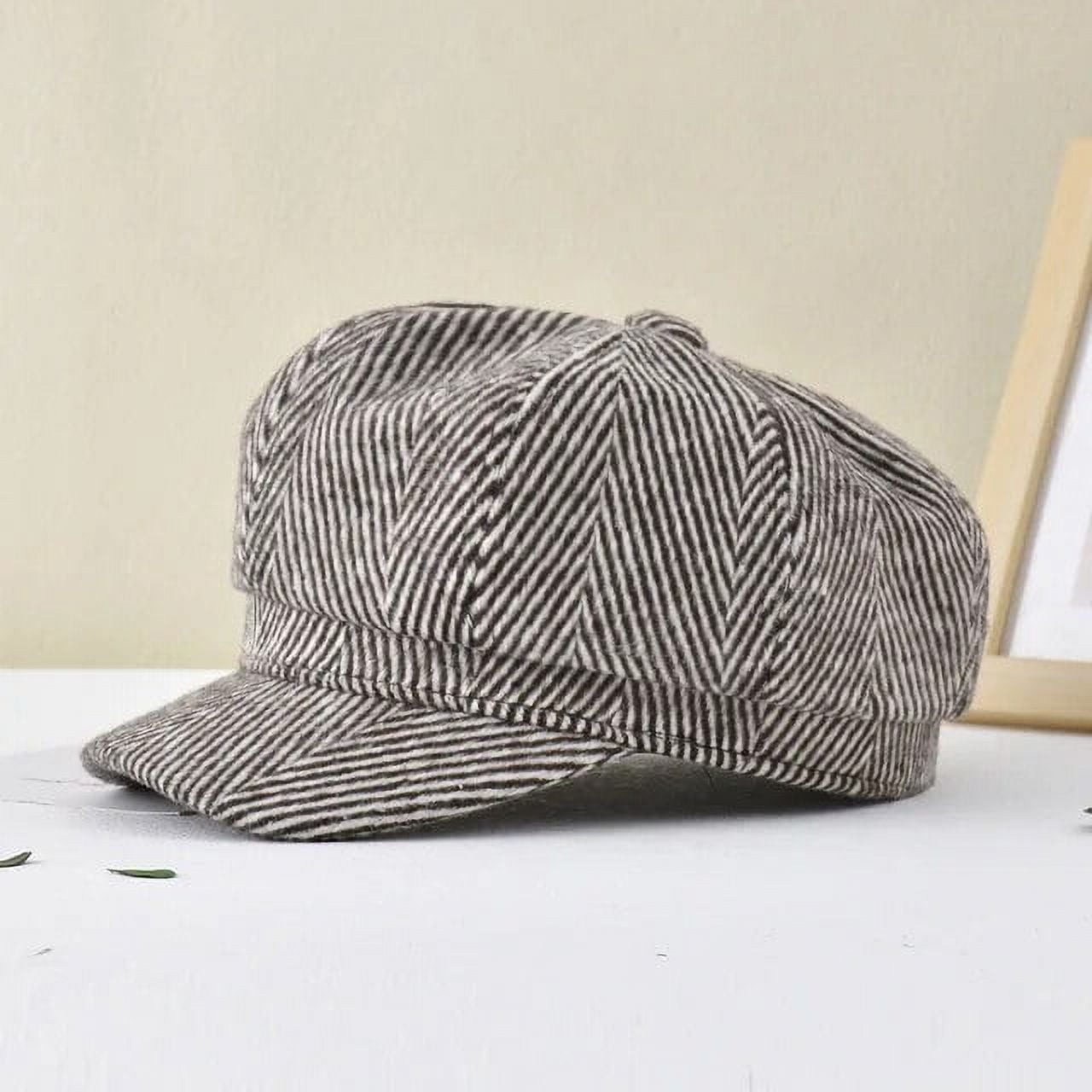 SikaFu Fashion Octagonal Hat Women Winter Stripe Cap British France ...