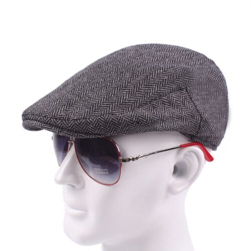 SikaFu Fashion Wool Felt Mens Berets Winter Warm Striped Flat Caps High ...
