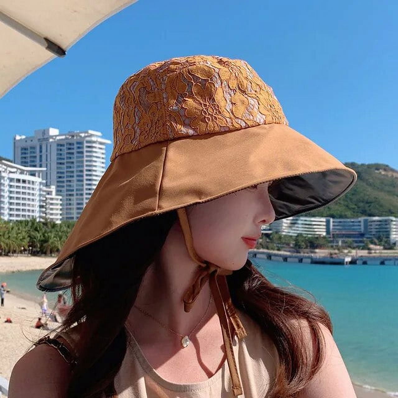 SikaFu Fisherman Hat Female Summer Lace Bonnet Sun Hat Female Sun ...