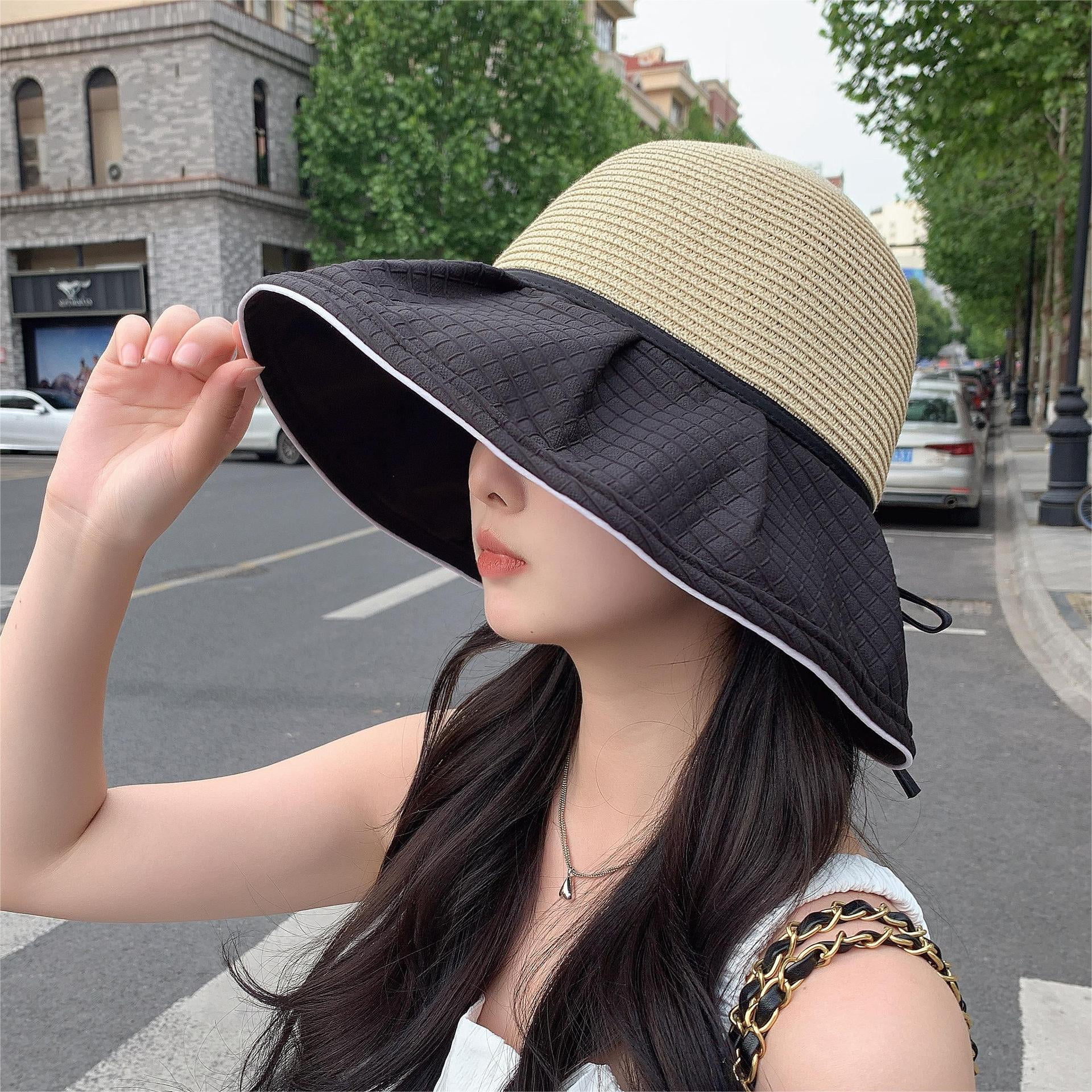 SikaFu Fisherman Hat Girl Summer New Big Big Suns Sunshine Bowing Hat ...