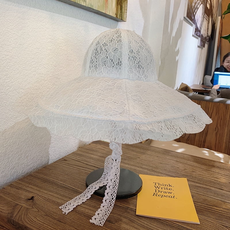 SikaFu Hat Girl In Summer, Big Along Lace Fisherman Hat, Korean Edition ...