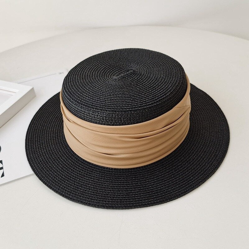 SikaFu Minimalist Flat Top Hat, Summer Female British Retro Small Top ...
