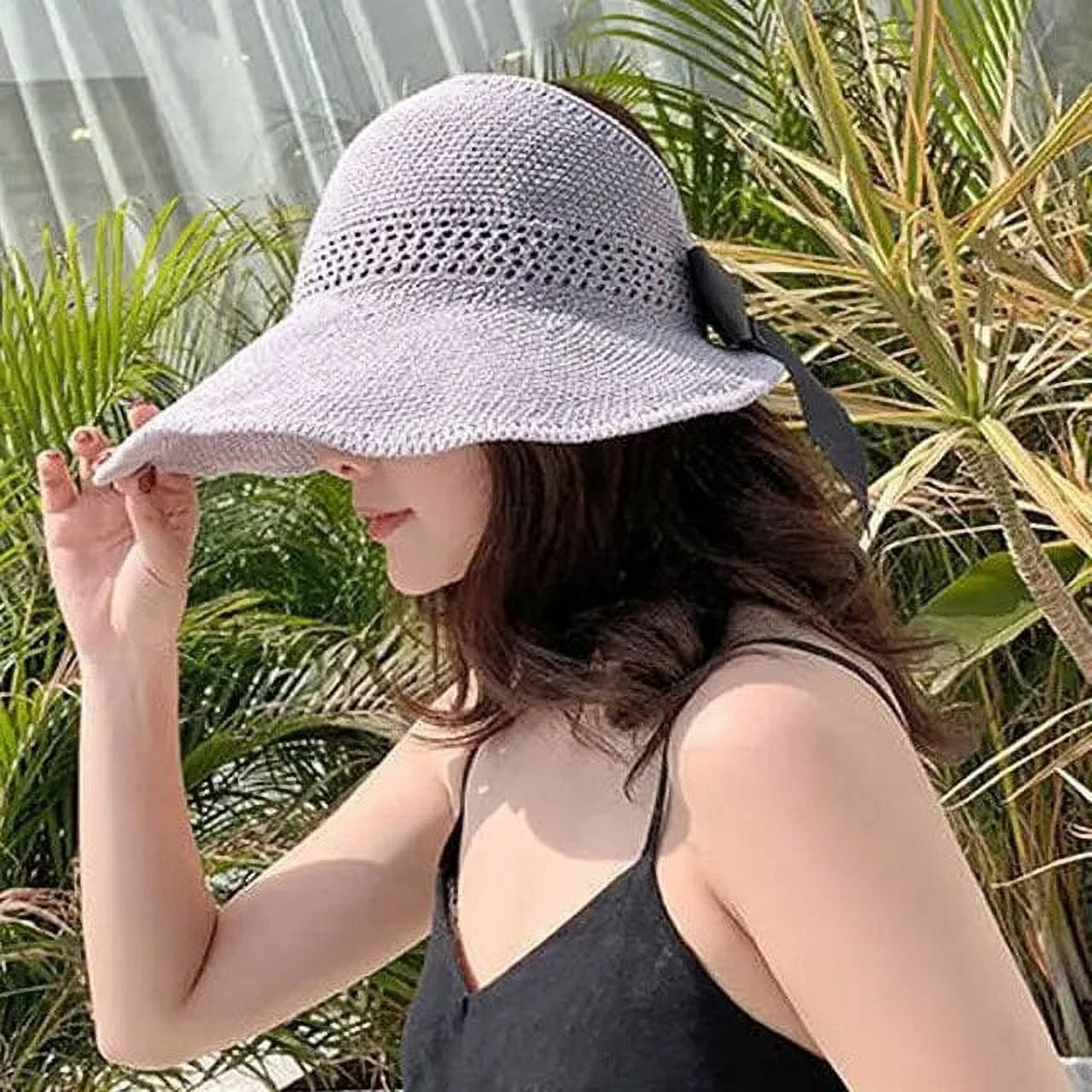SikaFu New Fashion Wide Brim Sun Visor Hats Crochet Picnic Beach UV ...