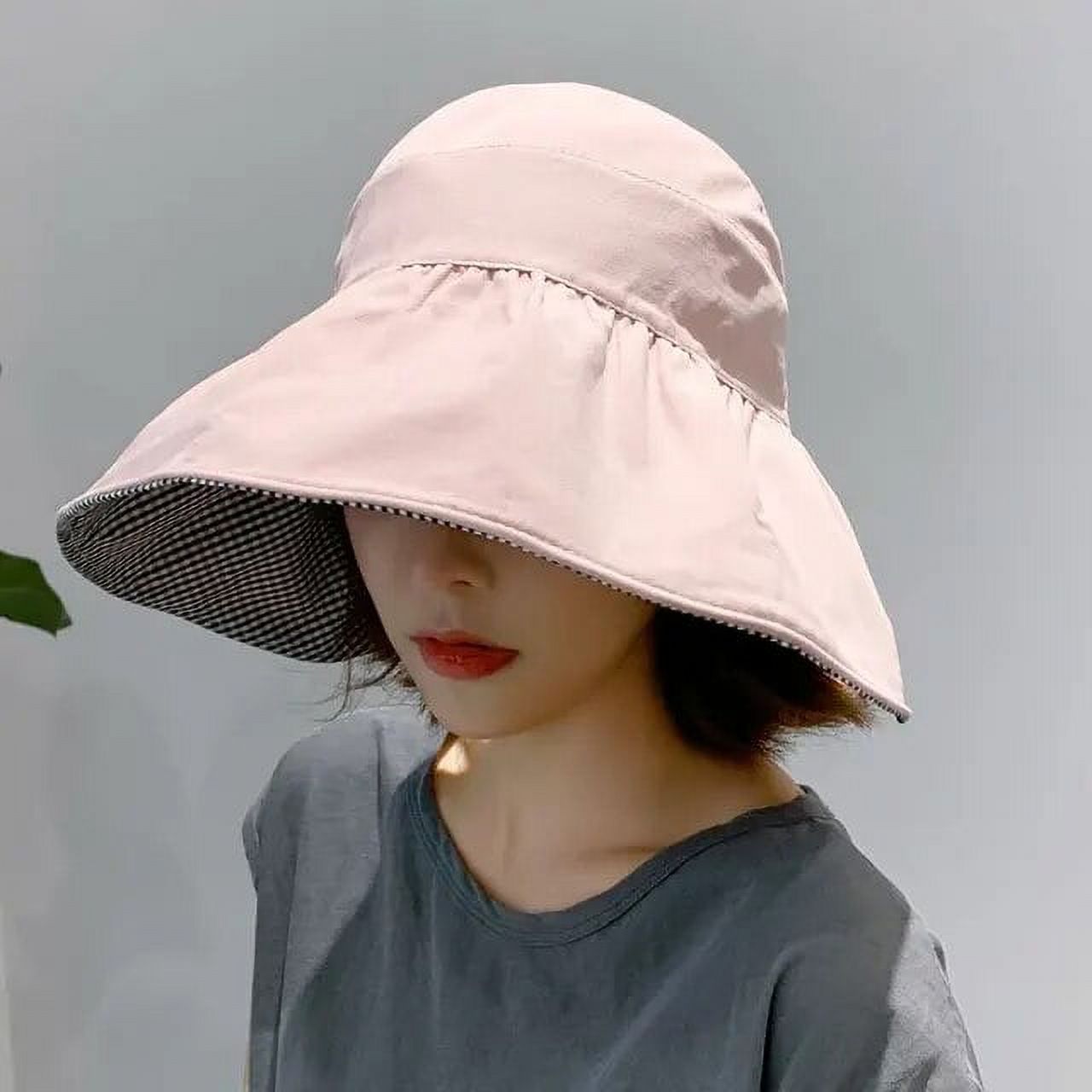 SikaFu New Female Trendy Sunscreen Hat Big Brim UV Protection Beach ...