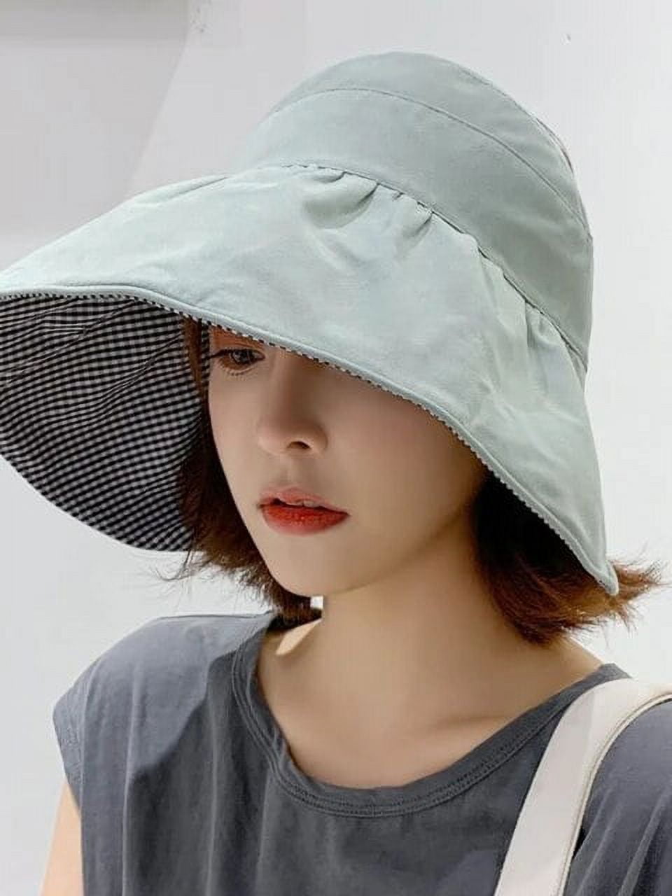 SikaFu New Female Trendy Sunscreen Hat Big Brim UV Protection Beach ...