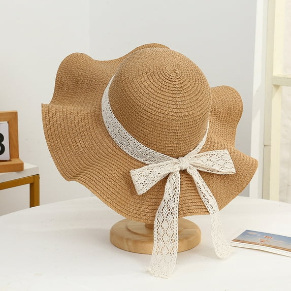 SikaFu New Lace Ribbon Straw Hat Lady Fashion Temperament Bow Hats ...