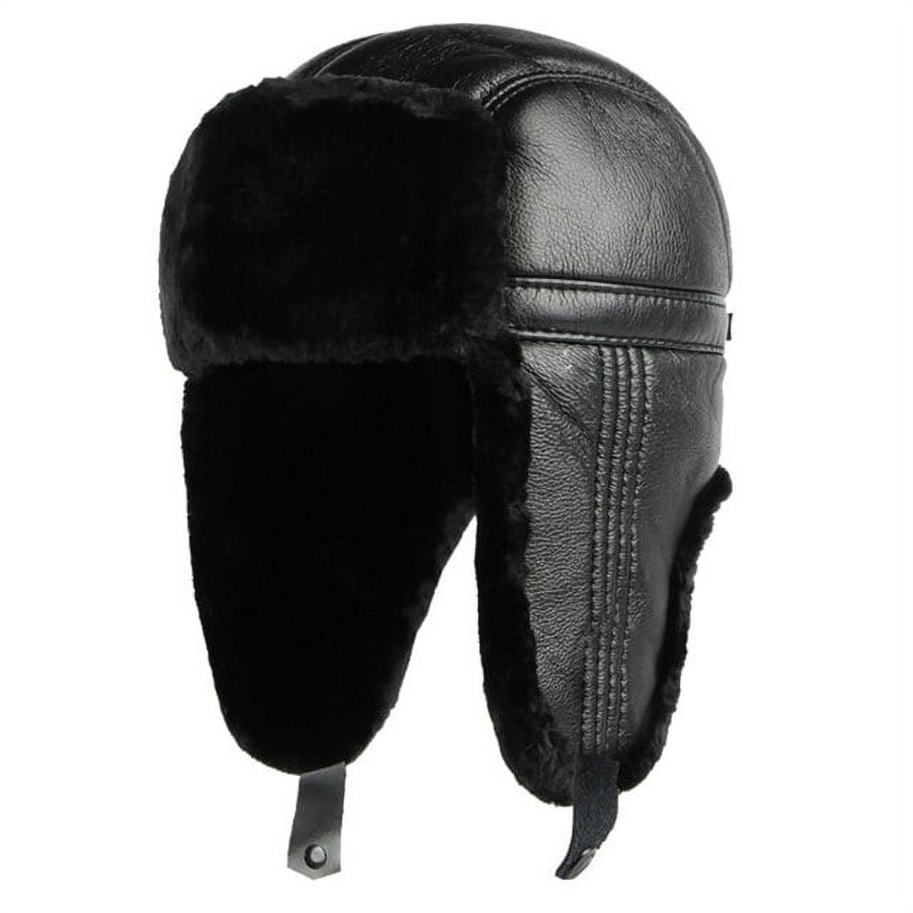 SikaFu New PU Leather Russian Hat Thick Warm Men Windproof Winter Hat ...
