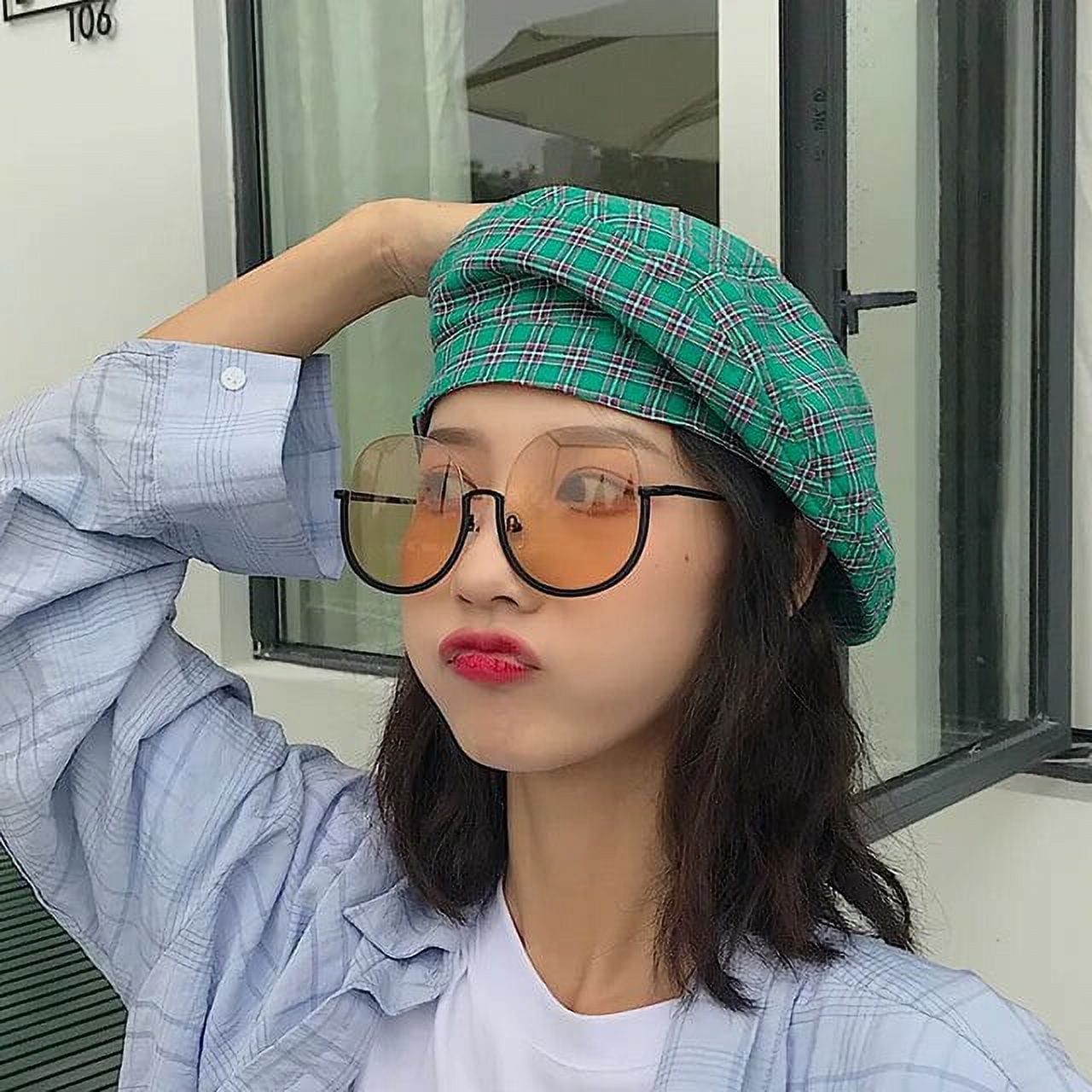 SikaFu New Spring Plaid Thin Women Beret Cap Summer Sun Protection ...