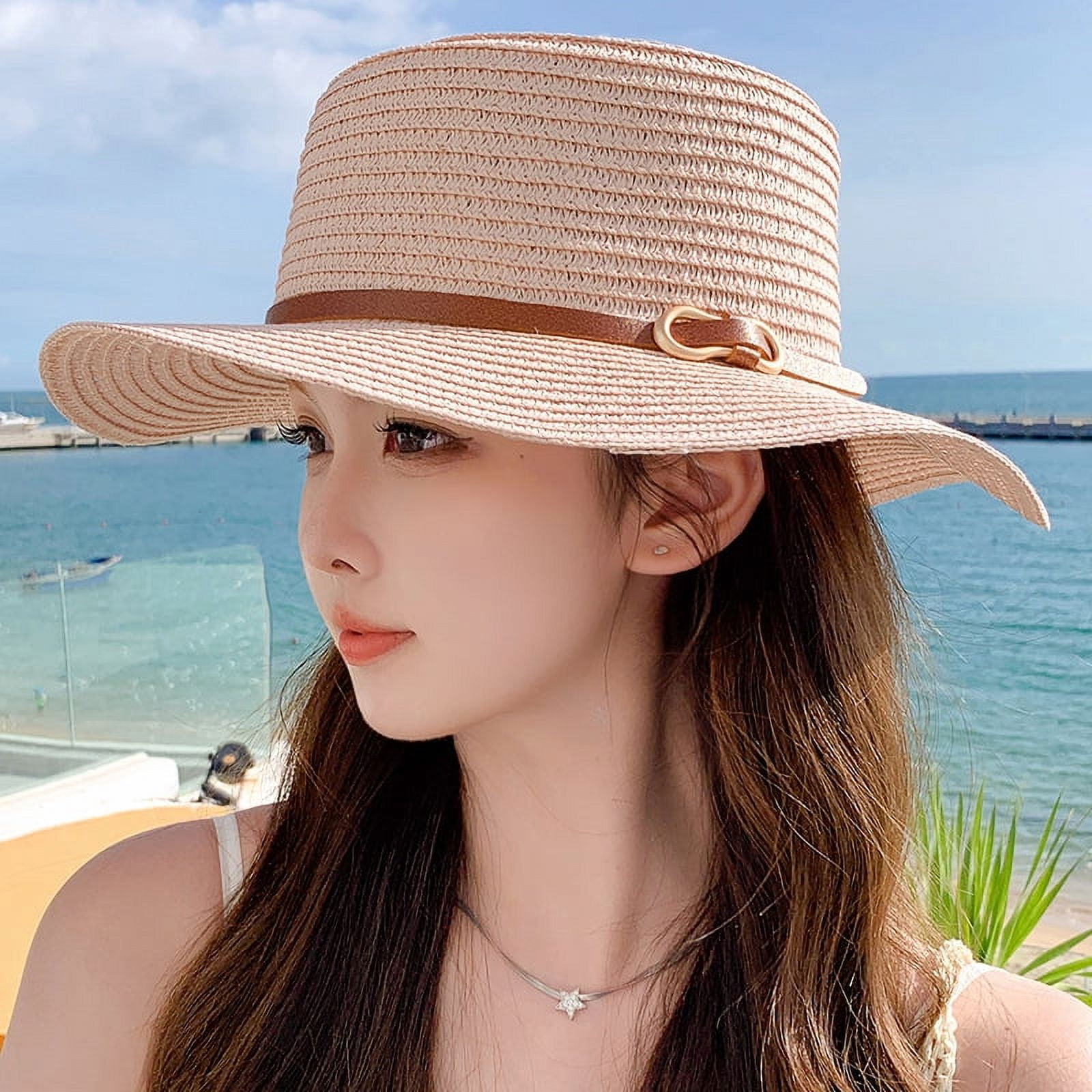 SikaFu New Straw Hat Girl Summer Flat -Ding Ding Ribbon Grand Hat Grass Cao Cao Cao Cao Cao Cao ...