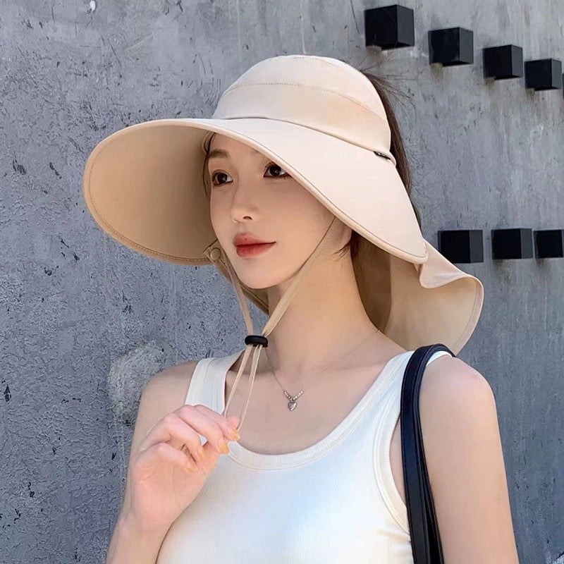 SikaFu Newly Empty Top Hat Female Neck Covered Hat Big Hat Can Ponytail ...