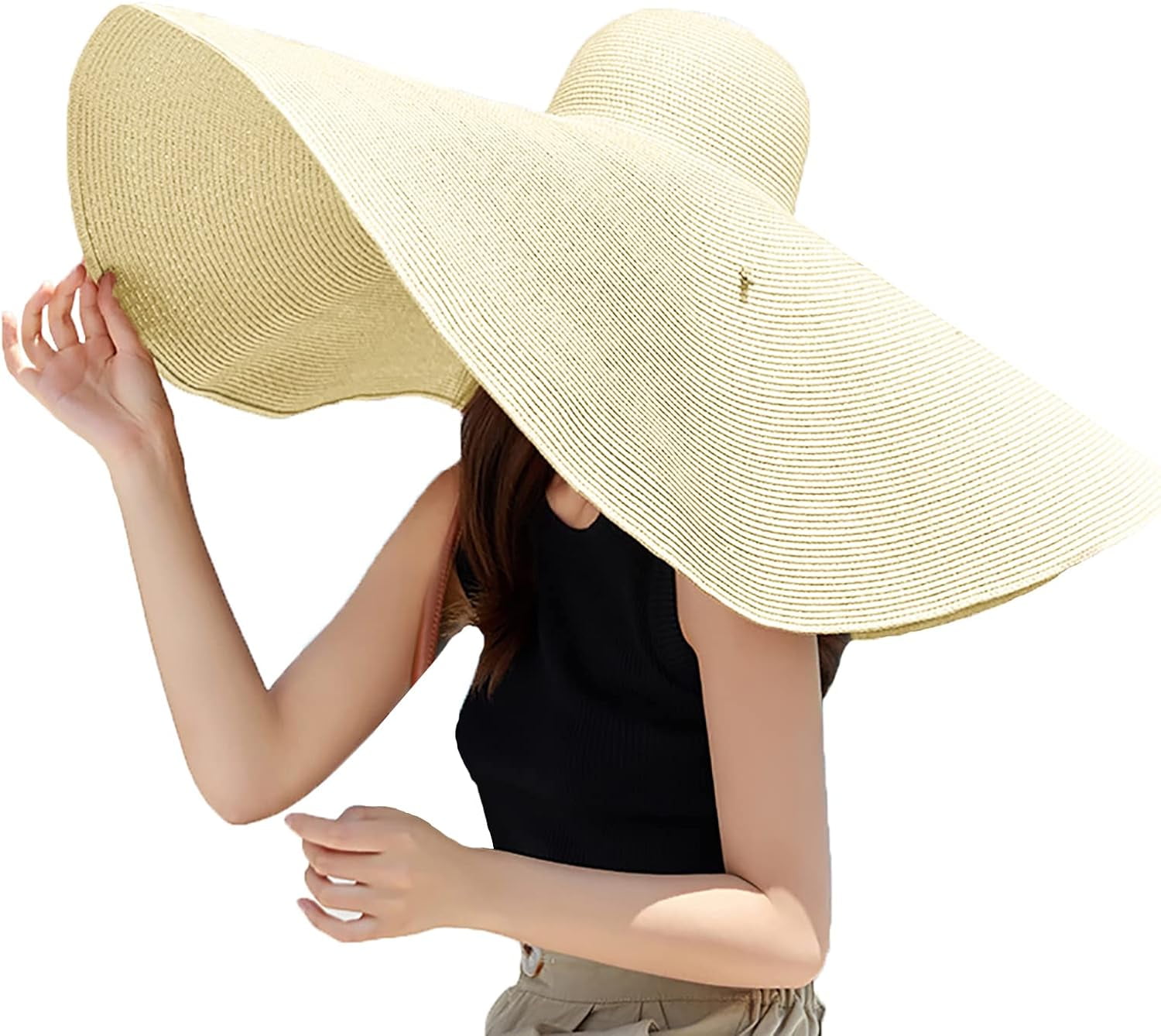 SikaFu Oversized Beach Straw Hats for Women Extra Large Wide Brim Beach ...