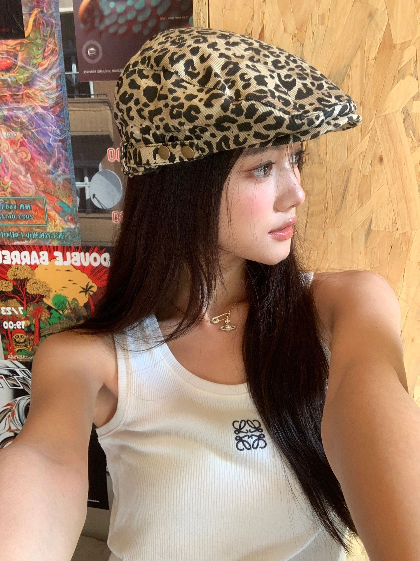 SikaFu Retro Cow Print Forward Hat, Women's Big Head Circumference ...
