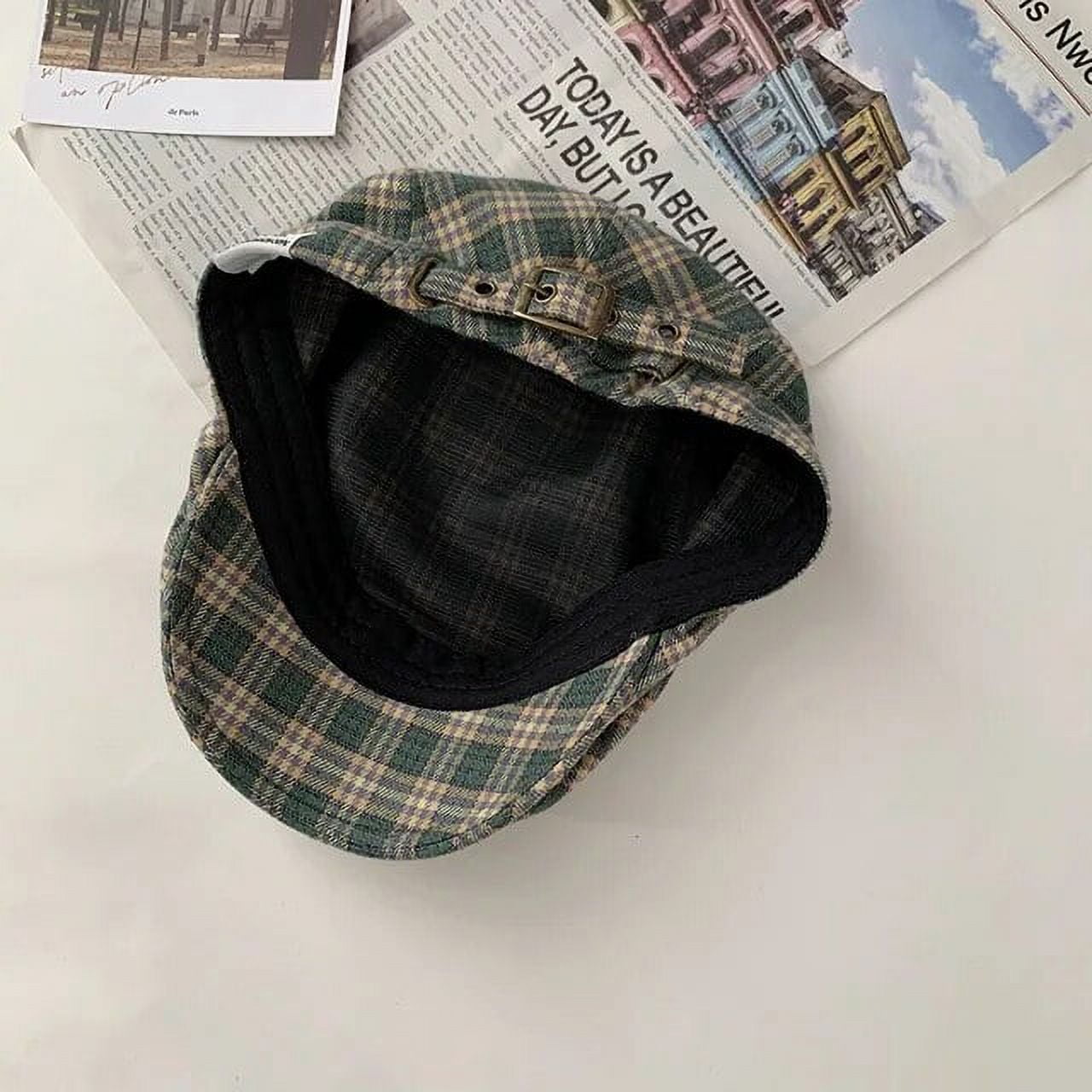 SikaFu Retro Plaid Forward Hat Women Spring and Autumn Versatile ...