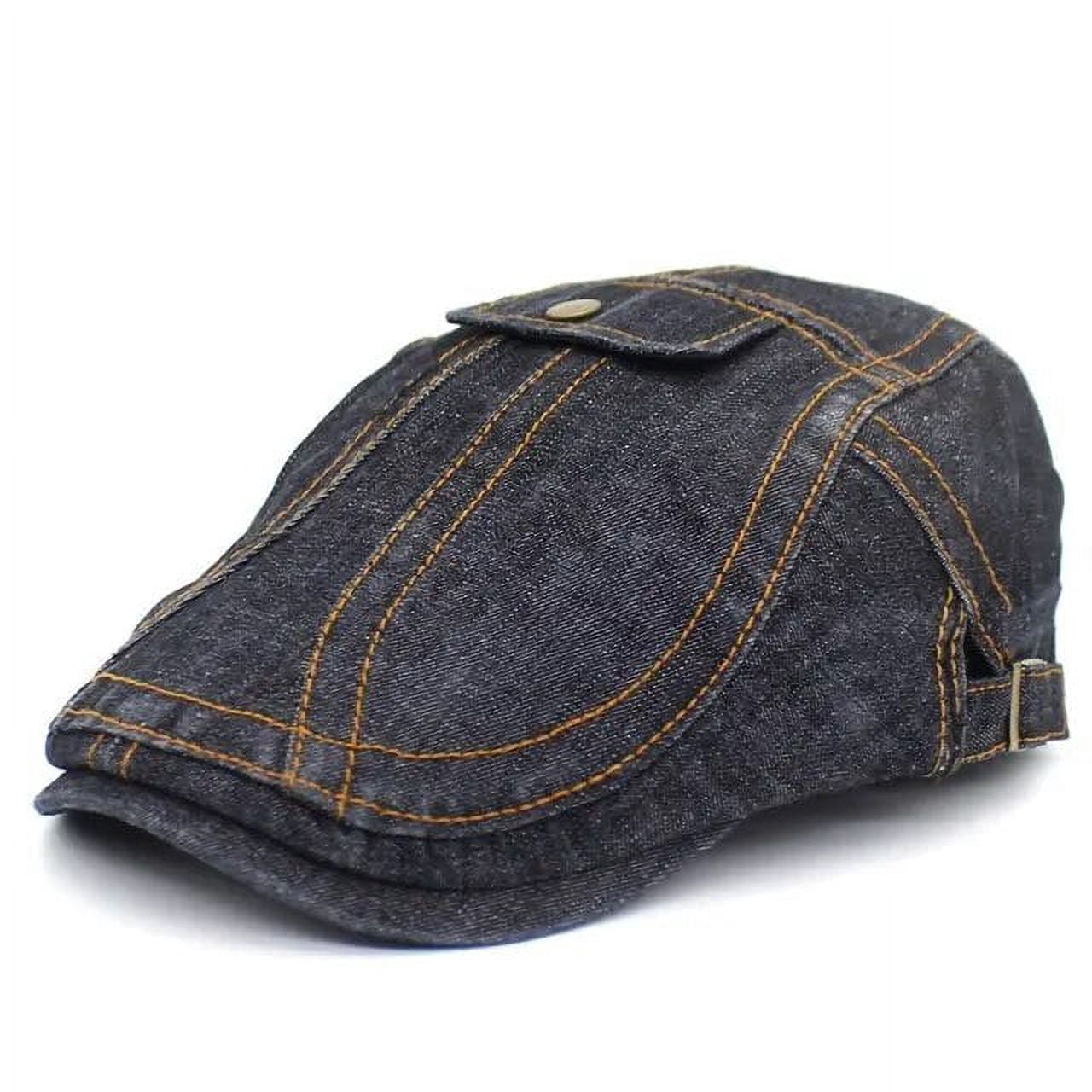 SikaFu Spring Denim Geometry Embroidery Newsboy Caps Flat Peaked Cap ...