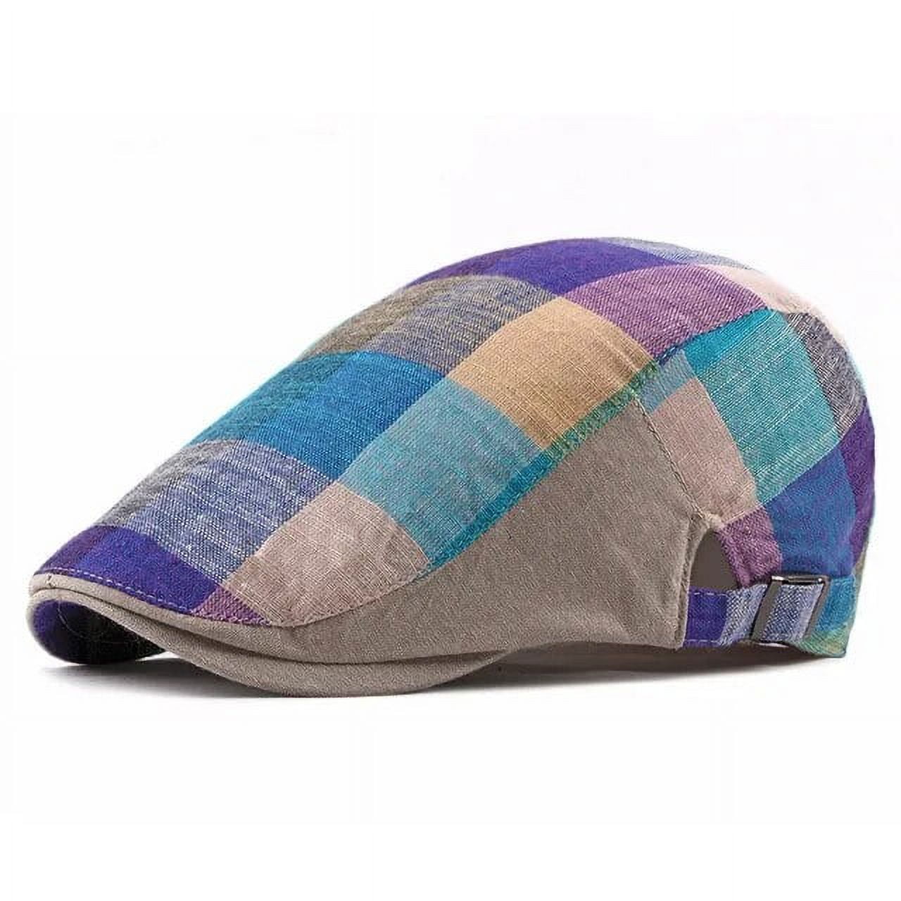 SikaFu Spring Summer Color Plaid Newsboy Caps Men Cotton Flat Peaked ...