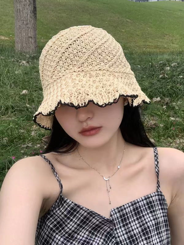 SikaFu Straw Hat Female Sunshine Sunscreen Big Eaves Ins, Small Fresh ...