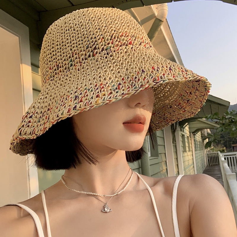 SikaFu Straw Hat Female Sunshine Sunscreen Big Eaves Ins, Small Fresh ...