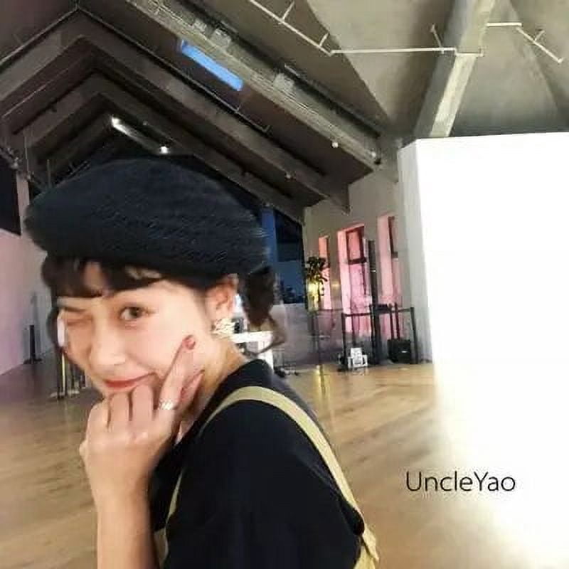 SikaFu Summer Beret Hats For Women Dome Cap Knit Hollow Lace Beret Hats ...