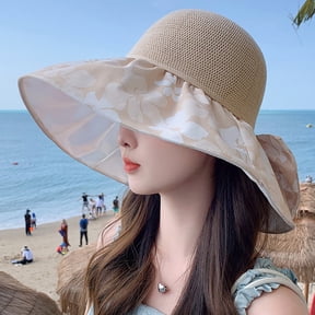Women's Summer Sun Straw Beach Hat with Ribbon Bowknot - Elegant and ...