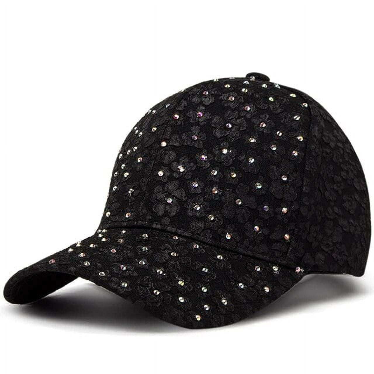 SikaFu Summer Women Rhinestone Baseball Cap Flower Embroidery Hats ...