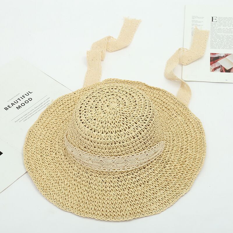 SikaFu Version Of Handmade Hat Hook Needle Lace Ribbon Straw Hats Ladies On Large Edge Hollow ...