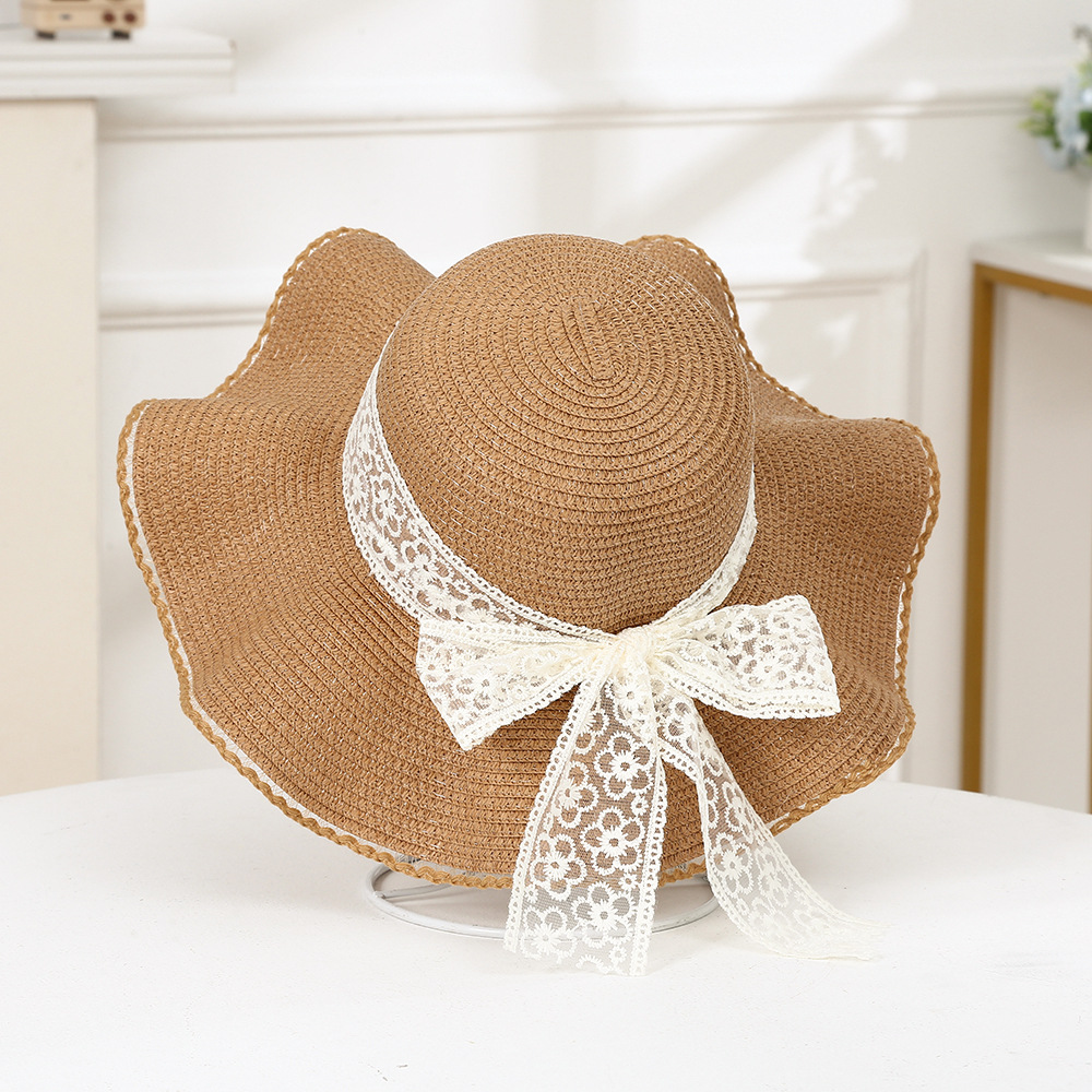SikaFu Version Of The New Summer Wavy Shade Straw Hat Beach Hat Lace ...