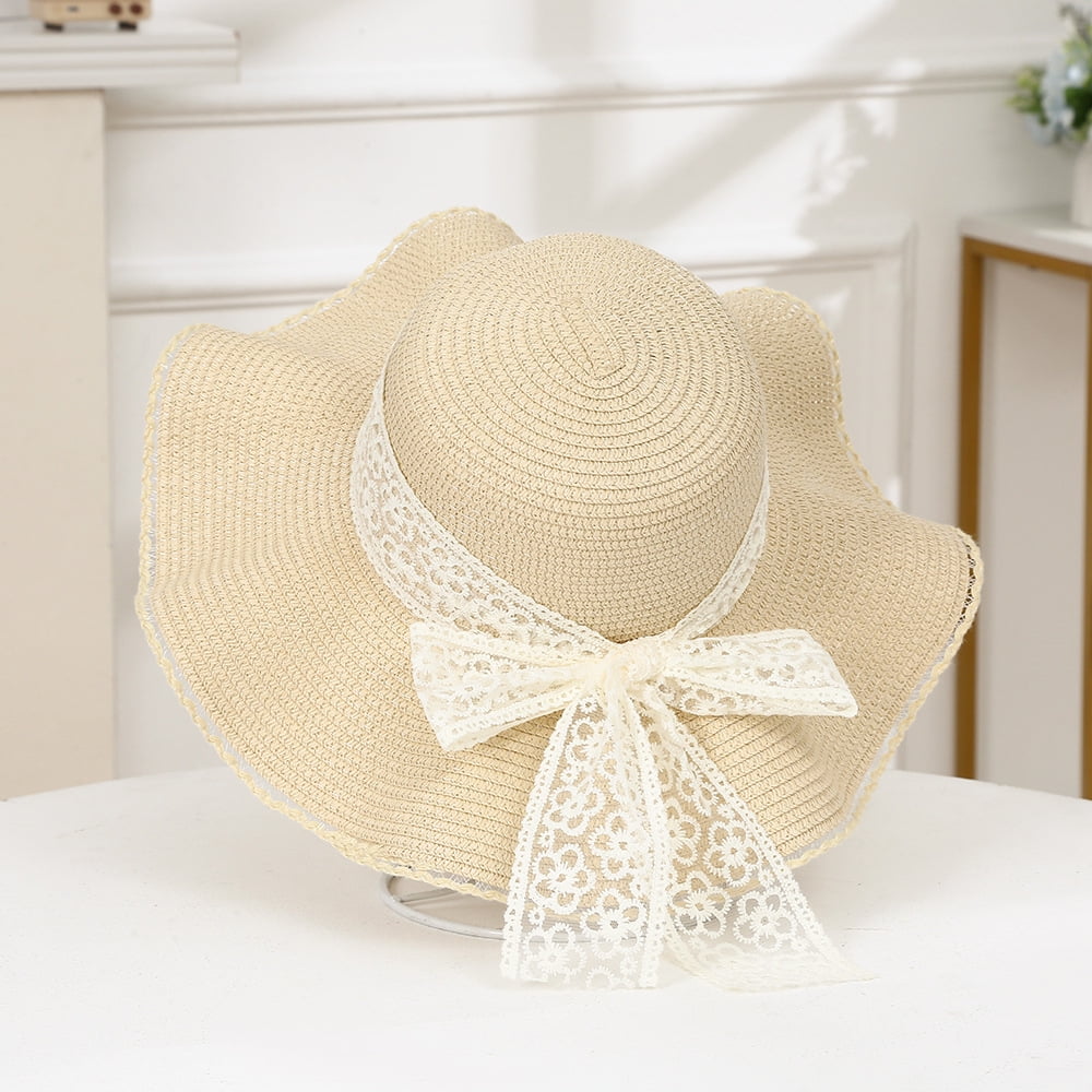SikaFu Version Of The New Summer Wavy Shade Straw Hat Beach Hat Lace ...