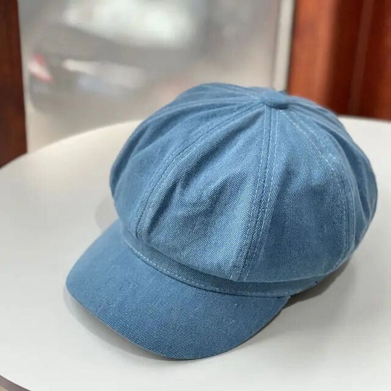 SikaFu Vintage Women Denim Beret Octagonal Hats Classic Washed Cotton ...