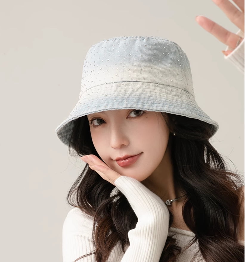 SikaFu Water Diamond Fisherman Hat For Women Spring/Summer Big Eaves ...
