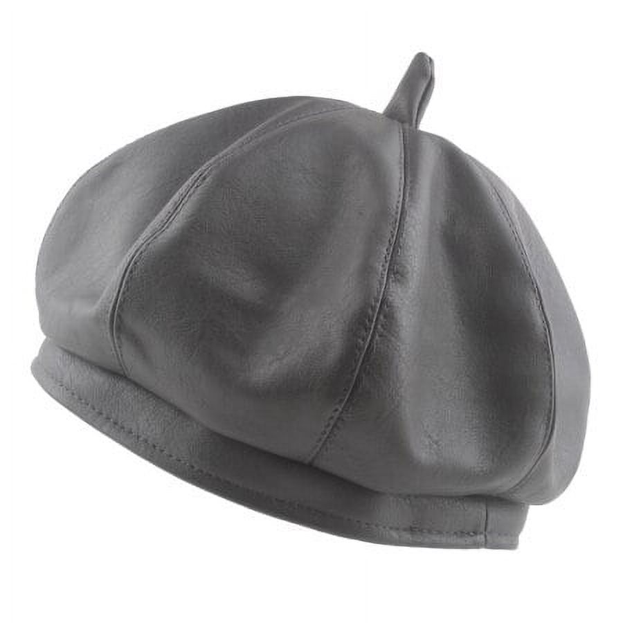 SikaFu Women Berets Vintage PU Leather Beret Hat Female Soft Leather ...