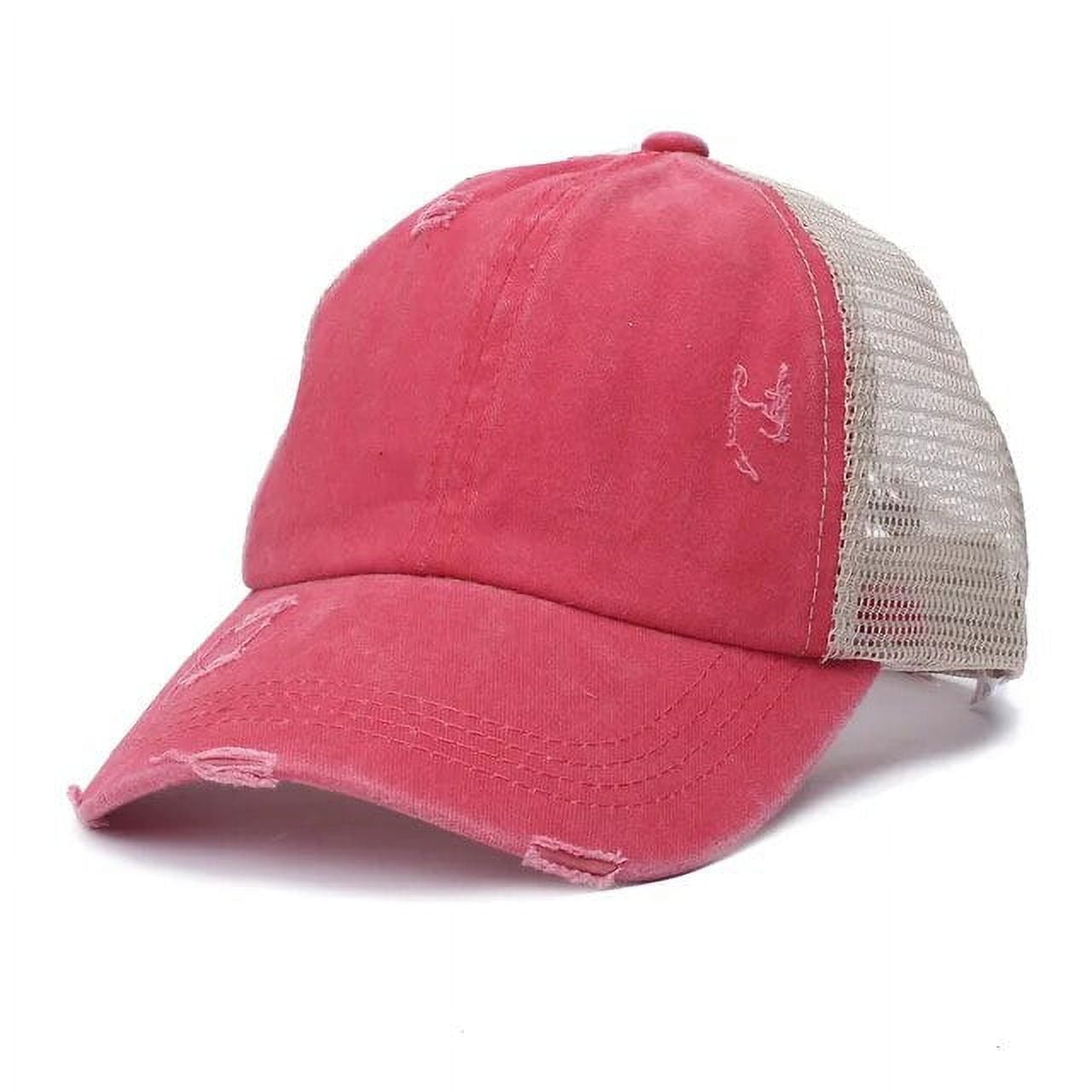 SikaFu Women Ponytail High Messy Bun Hats Fashion Distressed Baseball ...