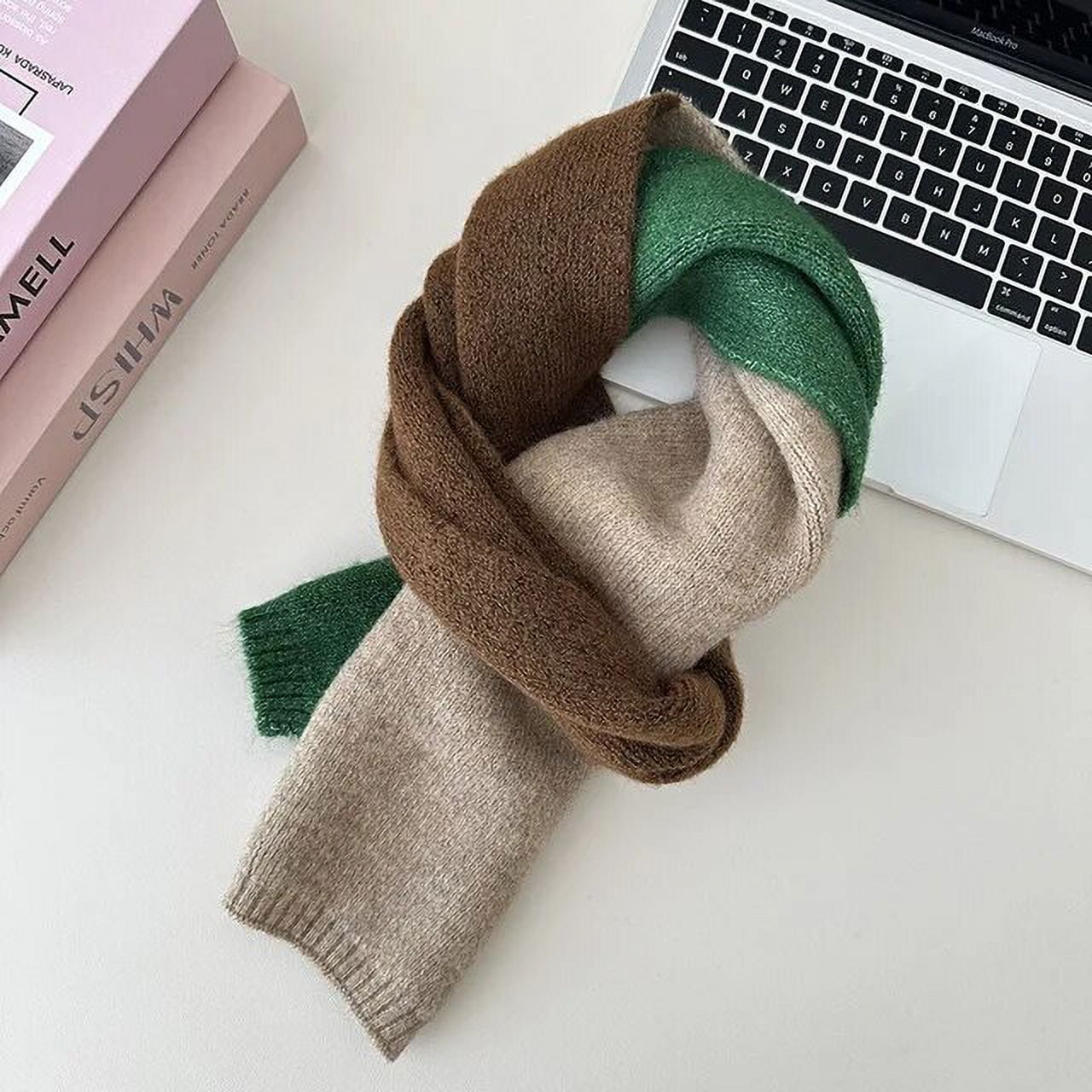 SikaFu Wool Knitted Scarf For Women&Men Winter Thicken Warm Wraps Solid ...