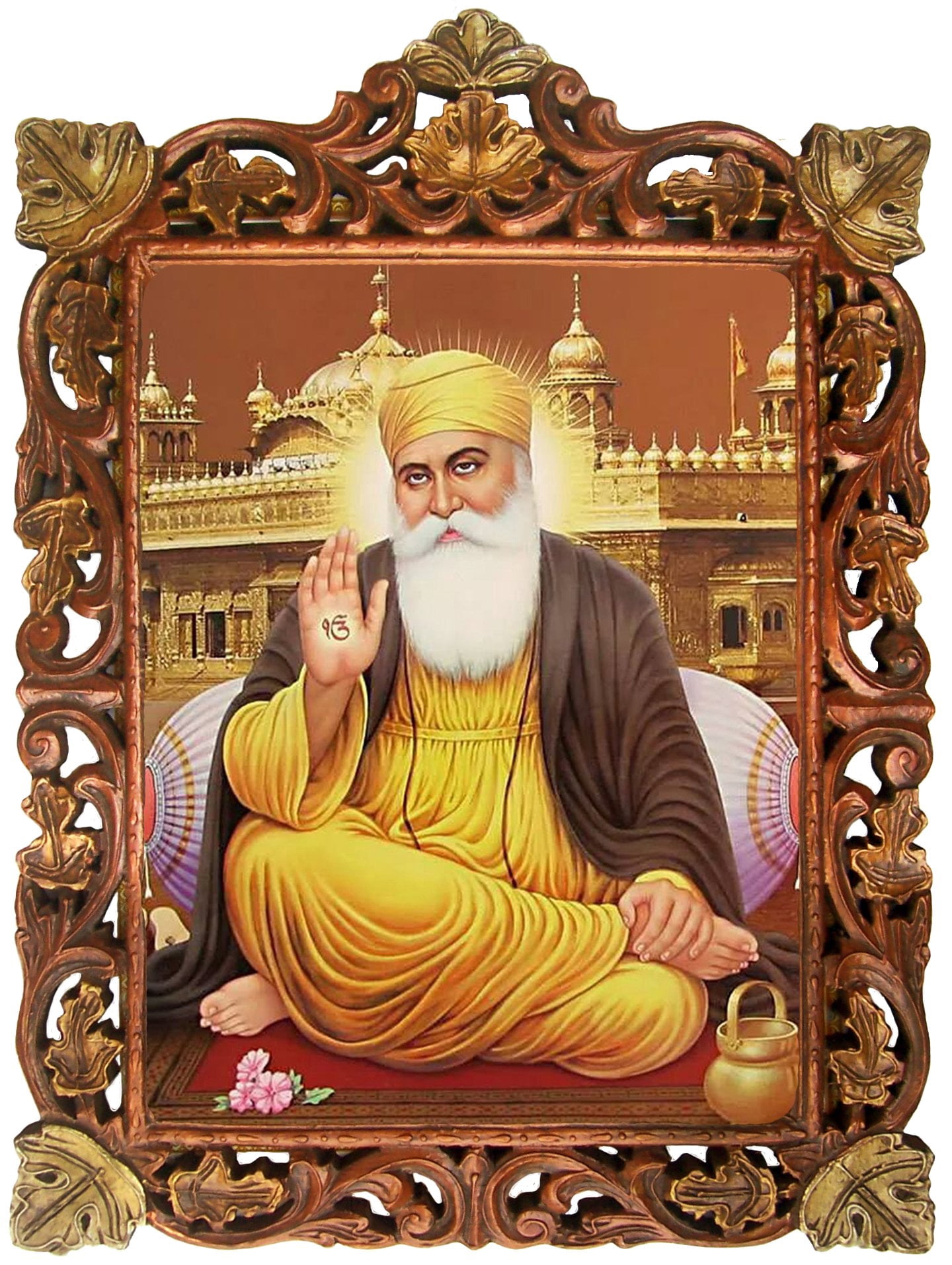 Sikh Religious Guru Guru Nanak Dev ji Giving Blessings and Sitting ...