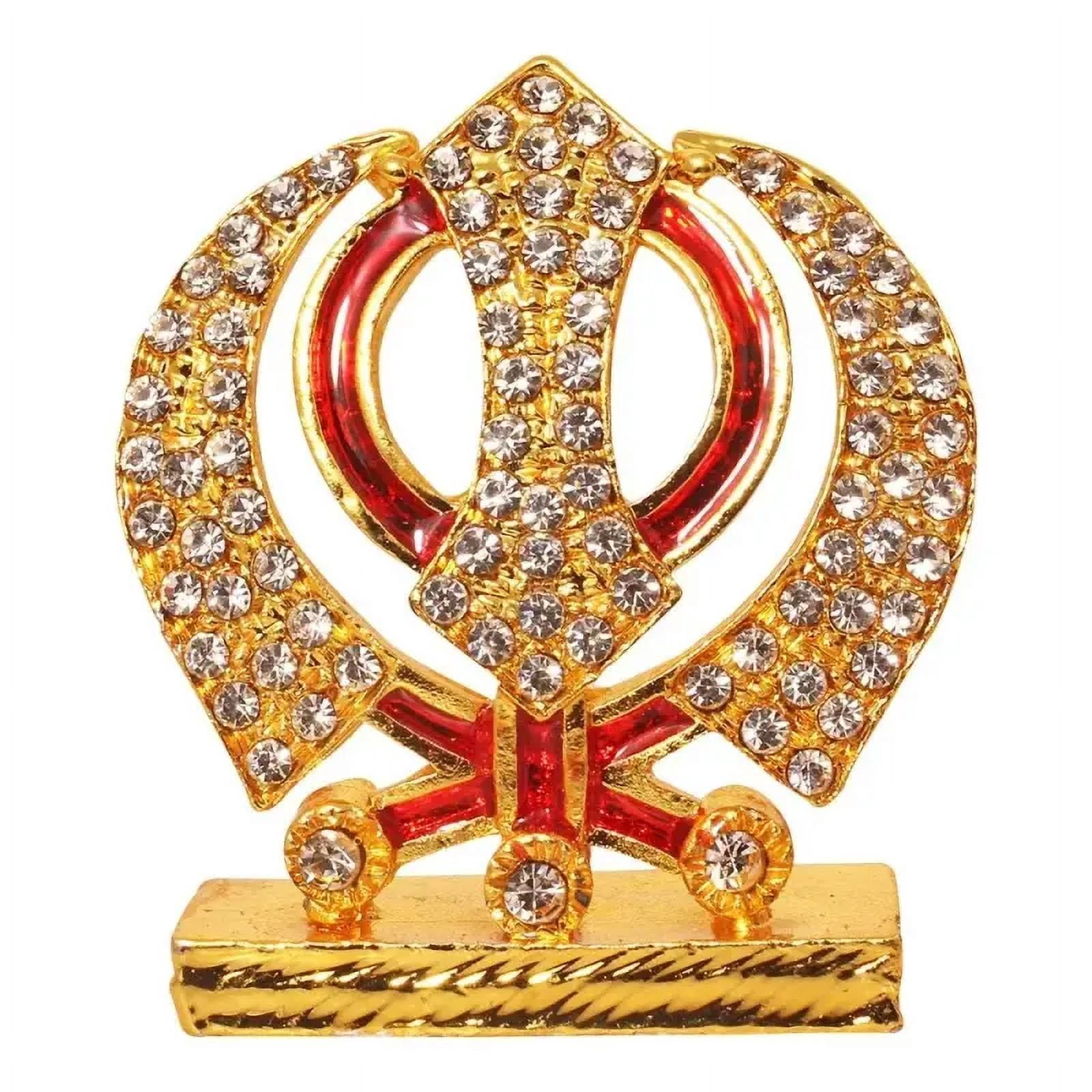 Sikh Religious Khanda Metal Stone Studded Statue Decorative Showpiece ...