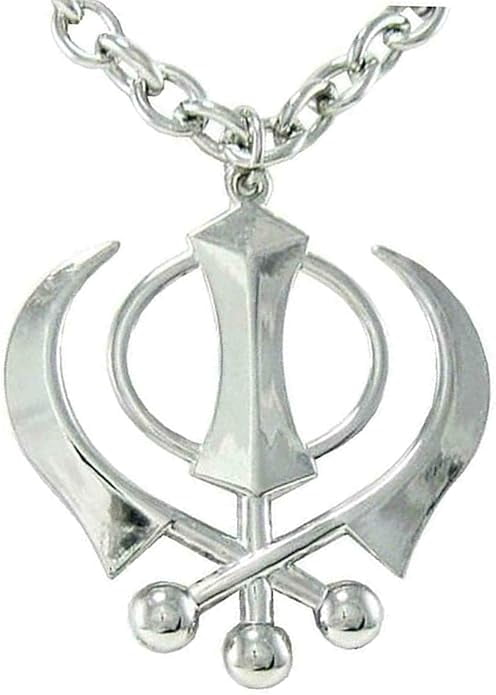 Sikh Sardar Khalsa Punjabi Khanda Symbol Stainless Steel Pendant with ...