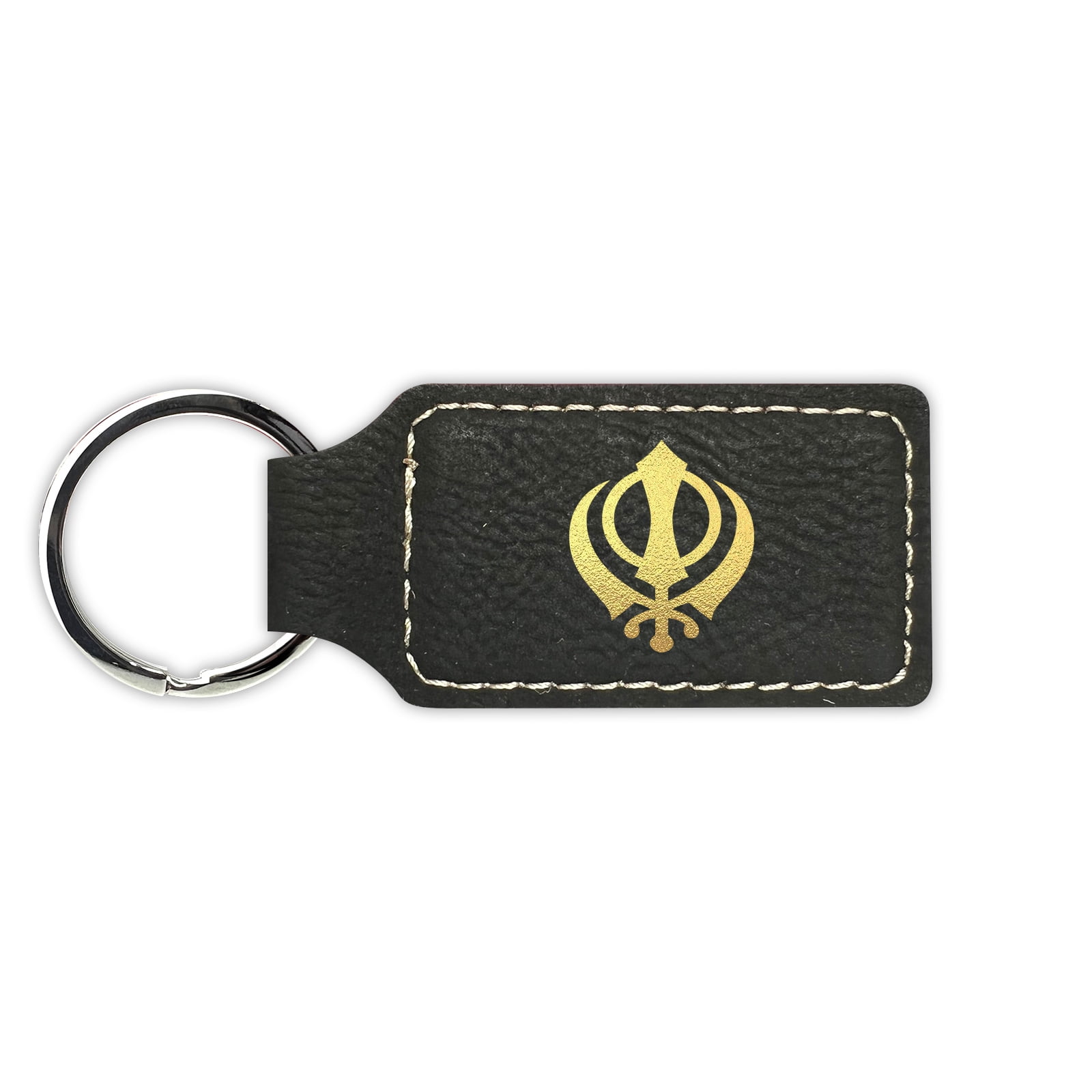 Sikh Symbol Keychain Leatherette Rectangle - Laser Engraved - Many ...