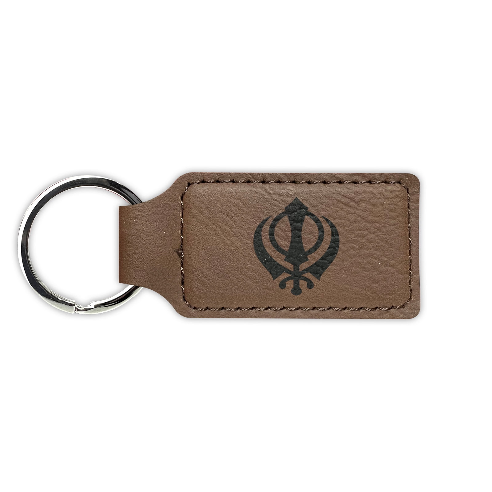 Sikh Symbol Keychain Leatherette Rectangle - Laser Engraved - Many ...